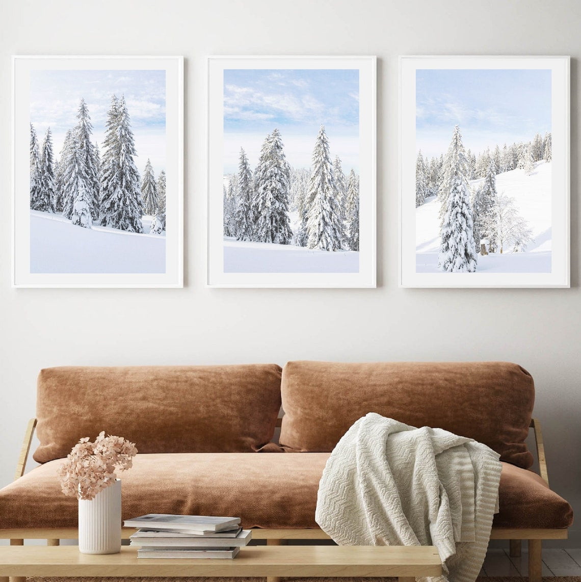 Luvia Winter Landscape Set Of 3 Snowy Forest, Pine Trees Nature Posters ...