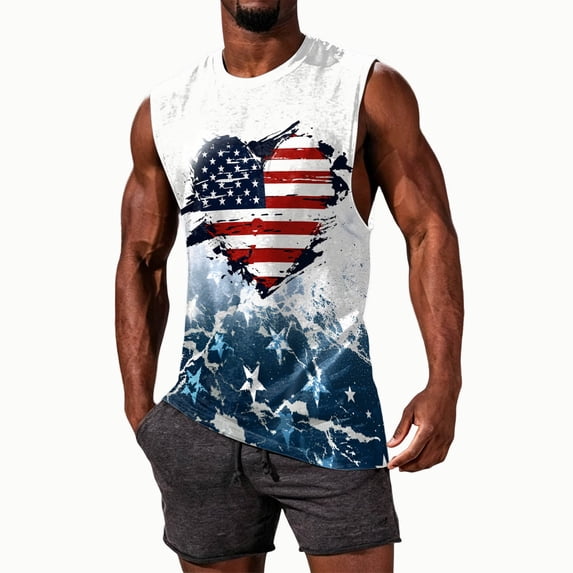 Luvior Men’s Patriotic Sleeveless Tank Top – USA Flag 250th Anniversary ...
