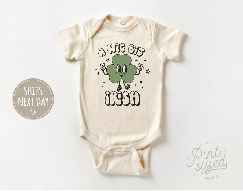 Luvly A Wee Bit Irish Baby St Patrick'S Day Bodysuit Vintage Natural ...
