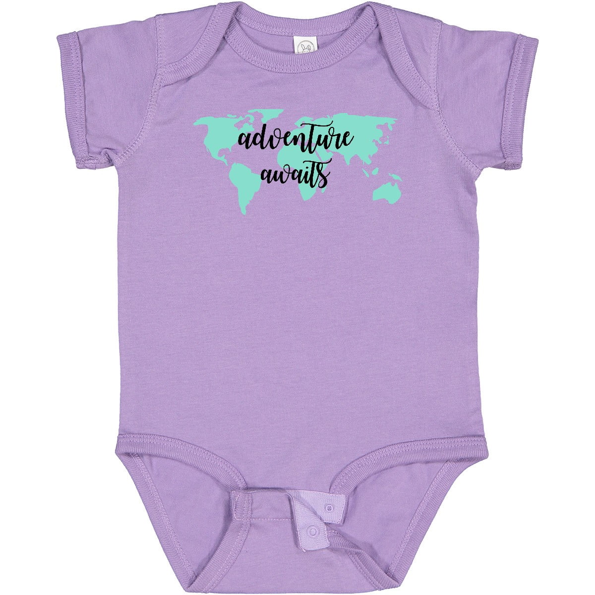 Luvly Adventure Awaits Teal World Map Baby Bodysuit Boodlebug Graphics ...