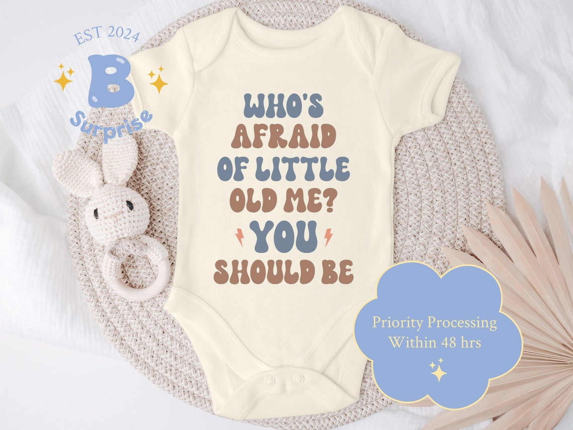 Luvly Who'S Afraid Of Me? Boy Baby Bodysuit | Funny Baby Boy | Natural ...