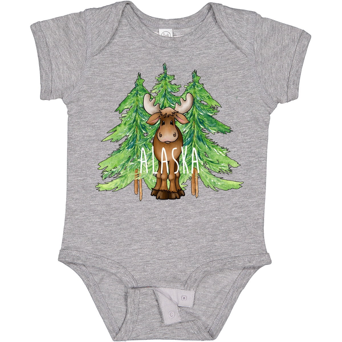 Luvly Alaska Moose And Trees Baby Bodysuit States Boodlebug Home Pines ...