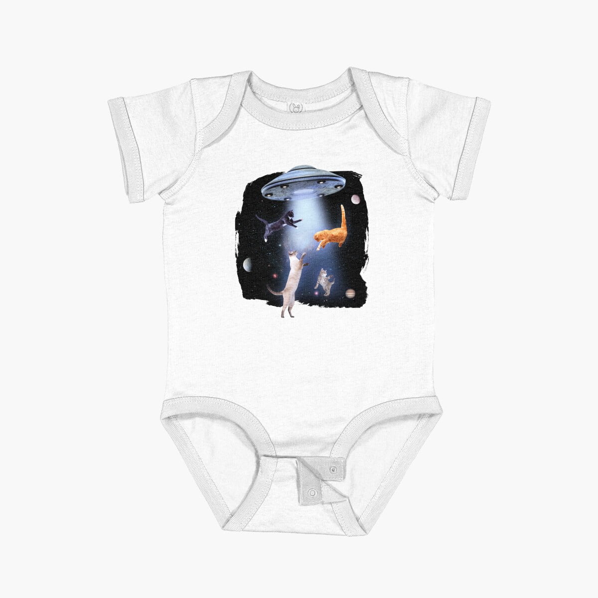 Luvly Alien Ufo Funny Cat V Short Sleeve Baby One-Piece, New Born, Baby ...