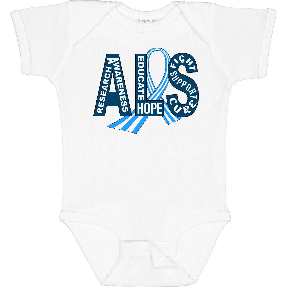 Luvly Als Awareness Ribbon Baby Bodysuit Support May Blue White Striped ...
