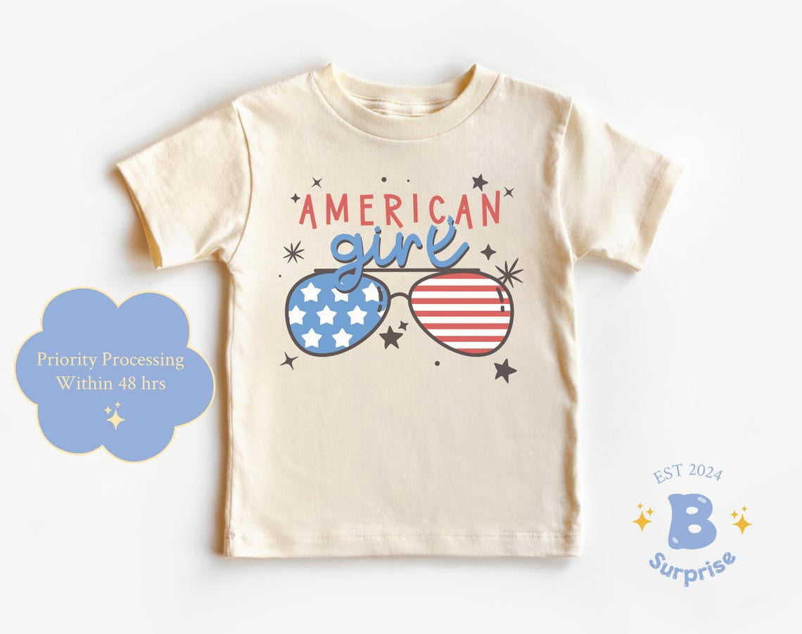 Luvly American Girl Toddler Tee - Patriotic 4Th Of July Shirt, Stars ...