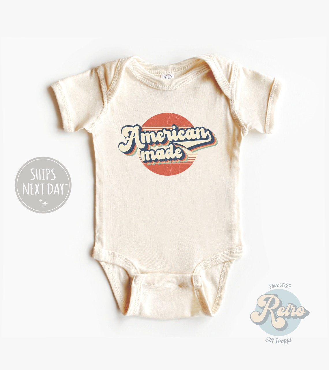 Luvly American Made Bodysuit - Fourth Of July Natural Baby - Retro ...