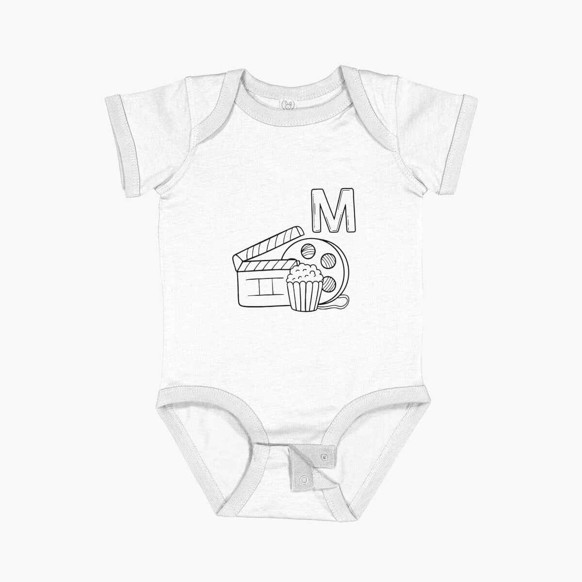 Luvly An Illustration Of Letter M Stand For Movie Short Sleeve Baby One ...