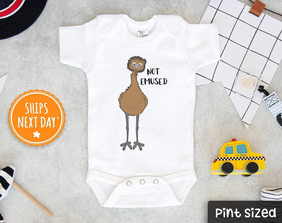 Luvly Animal Pun Baby - Funny Emu Baby - Not Emu-Sed Baby - Funny ...