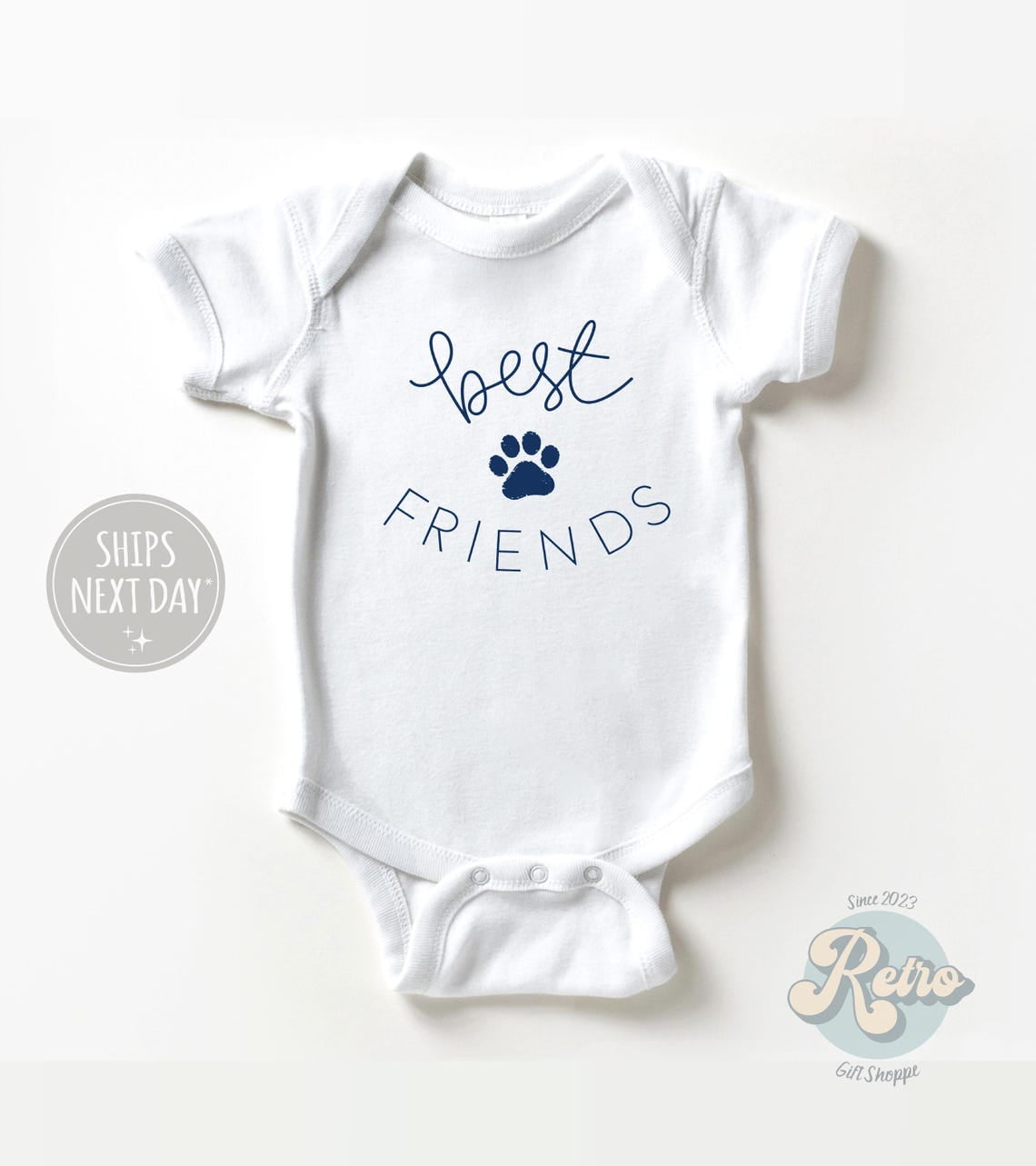 Luvly Best Friends Bodysuit - Natural Baby Dog - Retro Dogs Best Friend ...