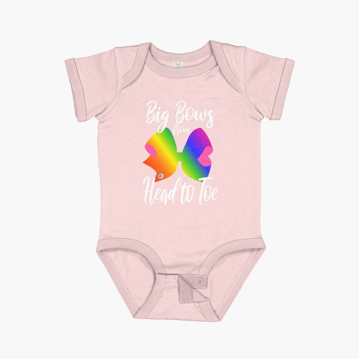 Luvly Big Bows From Head To Toe - Big Rainbow Bow Short Sleeve Baby One ...