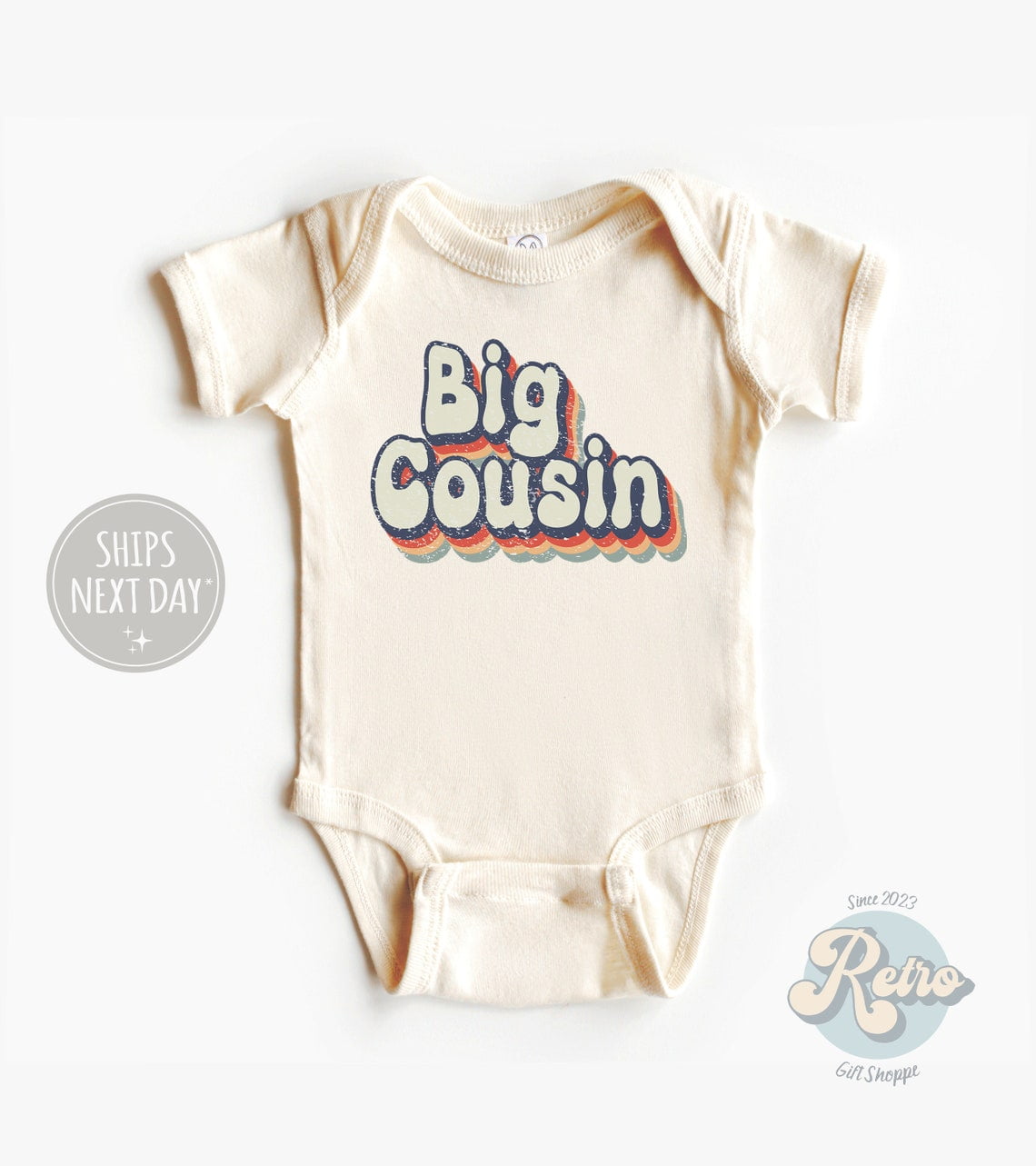 Luvly Big Cousin Bodysuit - Cousin Crew Natural Baby - Retro Cousin Gift - Big Cousin Gift, New ...