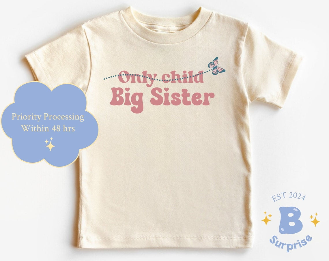 Luvly Big Sister Shirt - Cute Announcement Kids Tee - Only Child Big Sister Upgrade - Funny Big ...