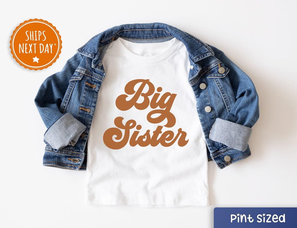 Luvly Big Sister Toddler Shirt - Retro Big Sister Shirt - Vintage Big Sister Shirt, New Born ...