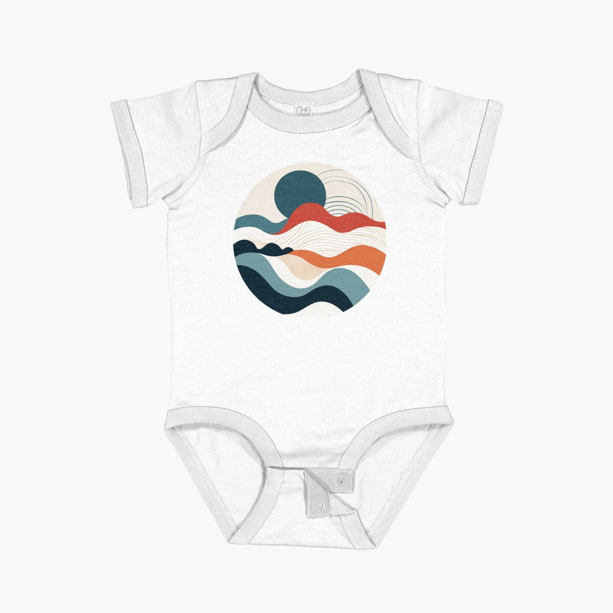 Luvly Boho Minimal Art Of Sunset In Ocean Full Of Waves Short Sleeve ...