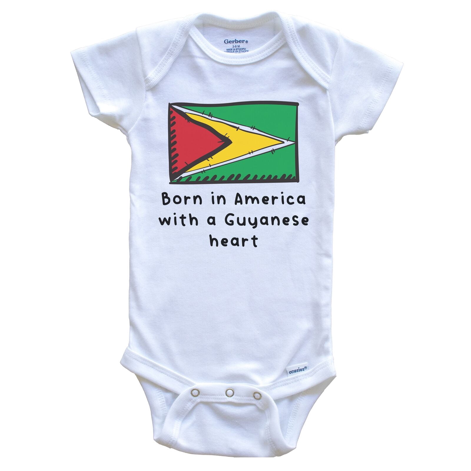 Luvly Born In America With A Guyanese Heart Cute Guyana Flag One Piece ...