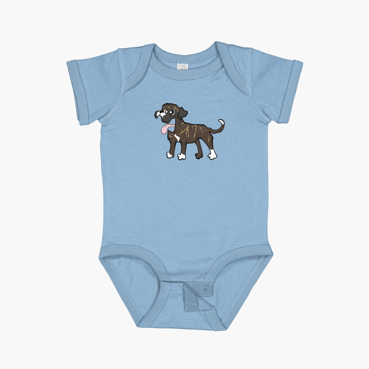 Luvly Boxer - Brindle (Full Body) Yellow Bg Short Sleeve Baby One-Piece ...