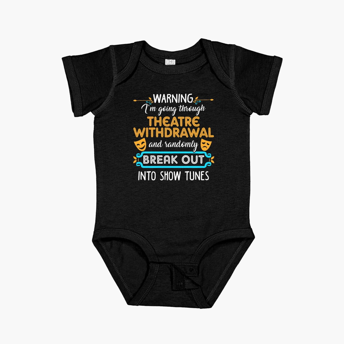 Luvly Broadway Face Mask For Theatre Lovers. Short Sleeve Baby One ...