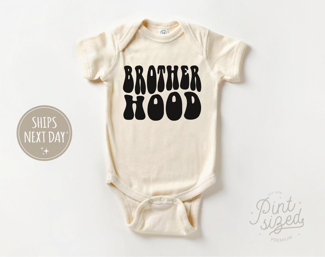Luvly Brotherhood Baby - Retro Sibling Bodysuit - Boys Brother Natural ...