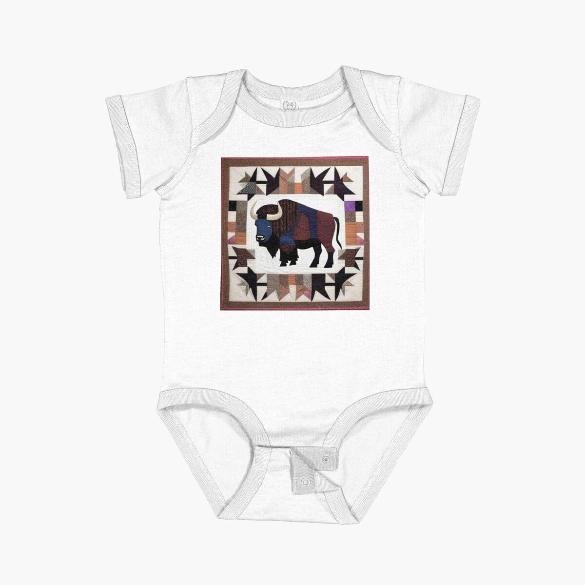 Luvly Buffalo Patchwork Quilt Short Sleeve Baby One-Piece, New Born ...