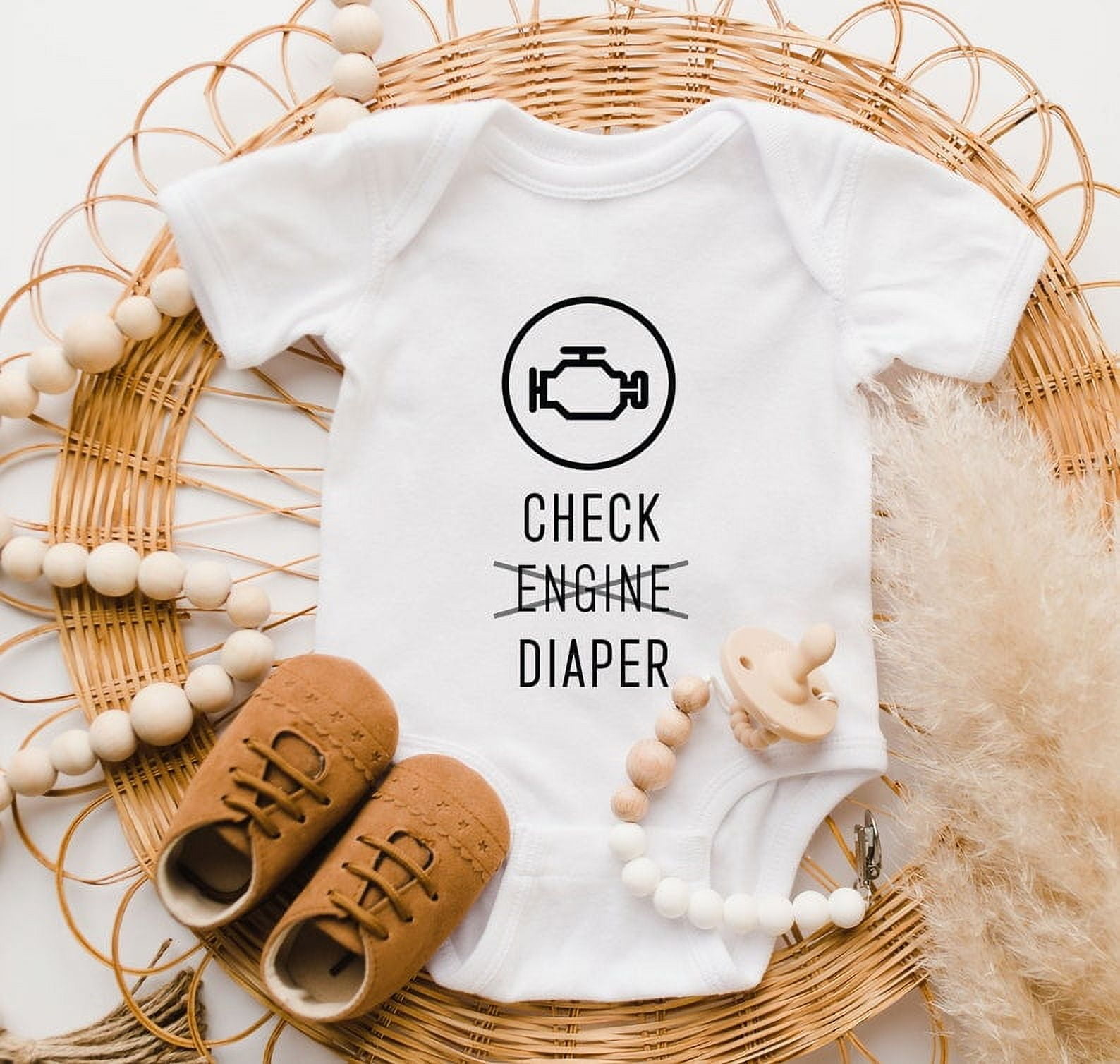 Luvly Check Engine Baby, Funny Diaper Baby, Cute Mechanic Baby Bodysuit ...