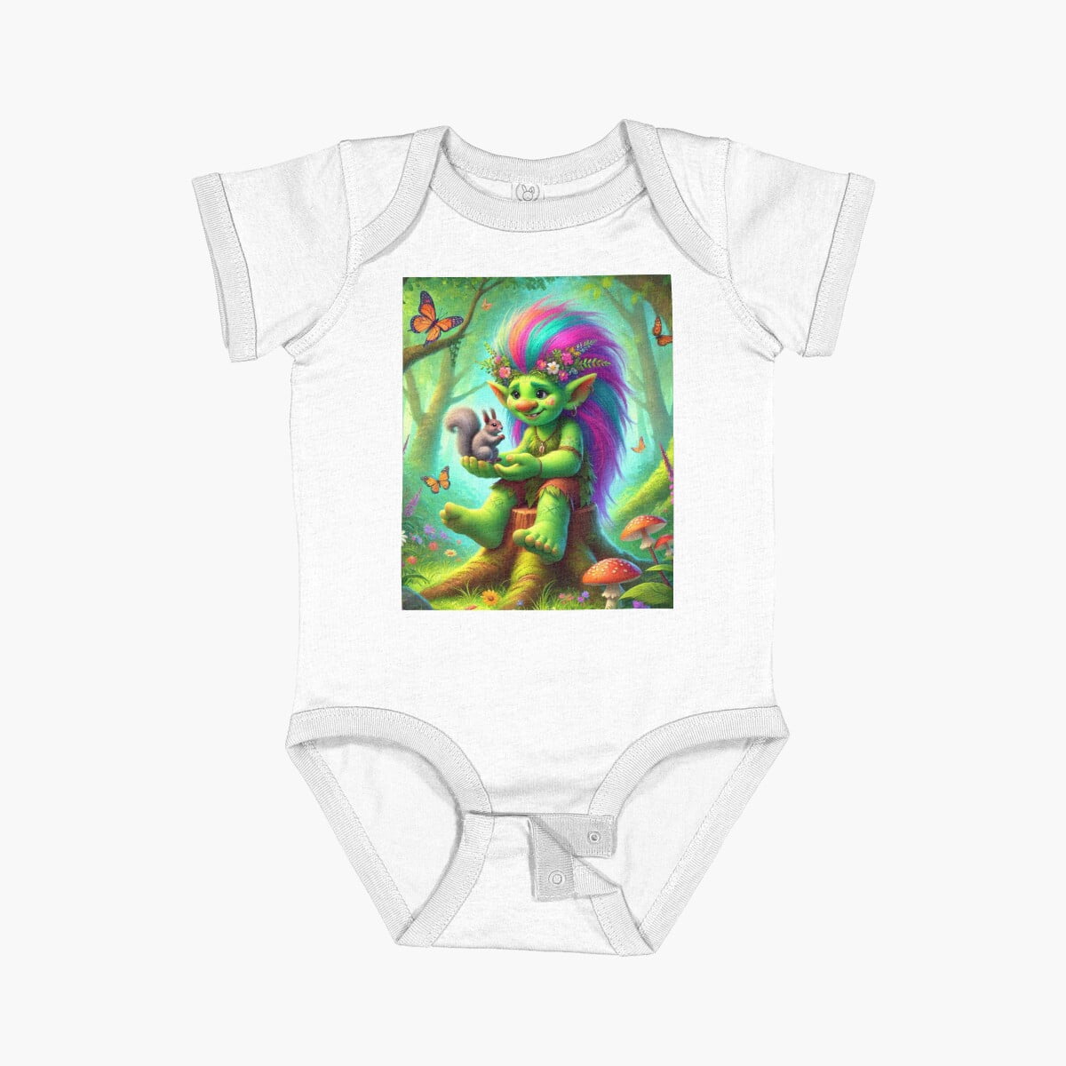 Luvly Cheeky Troll In The Magic Forest #2#. Short Sleeve Baby One-Piece ...