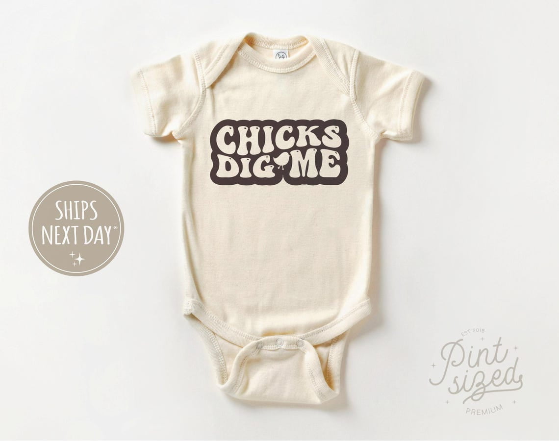 Luvly Chicks Dig Me Retro - Cute Easter Bodysuit - Natural Baby , New ...