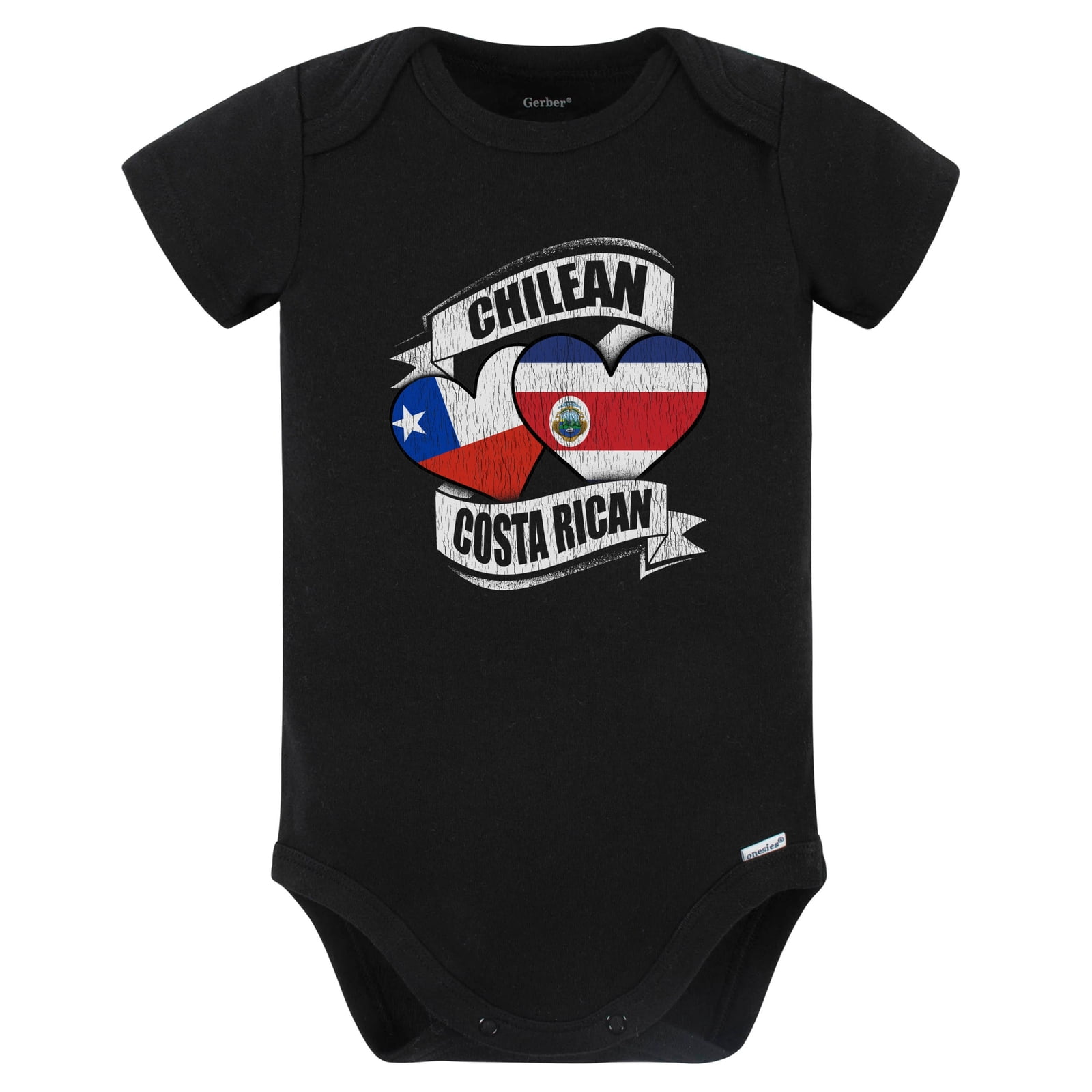 Luvly Chilean Costa Rican Hearts Chile Costa Rica Flags Baby Bodysuit ...