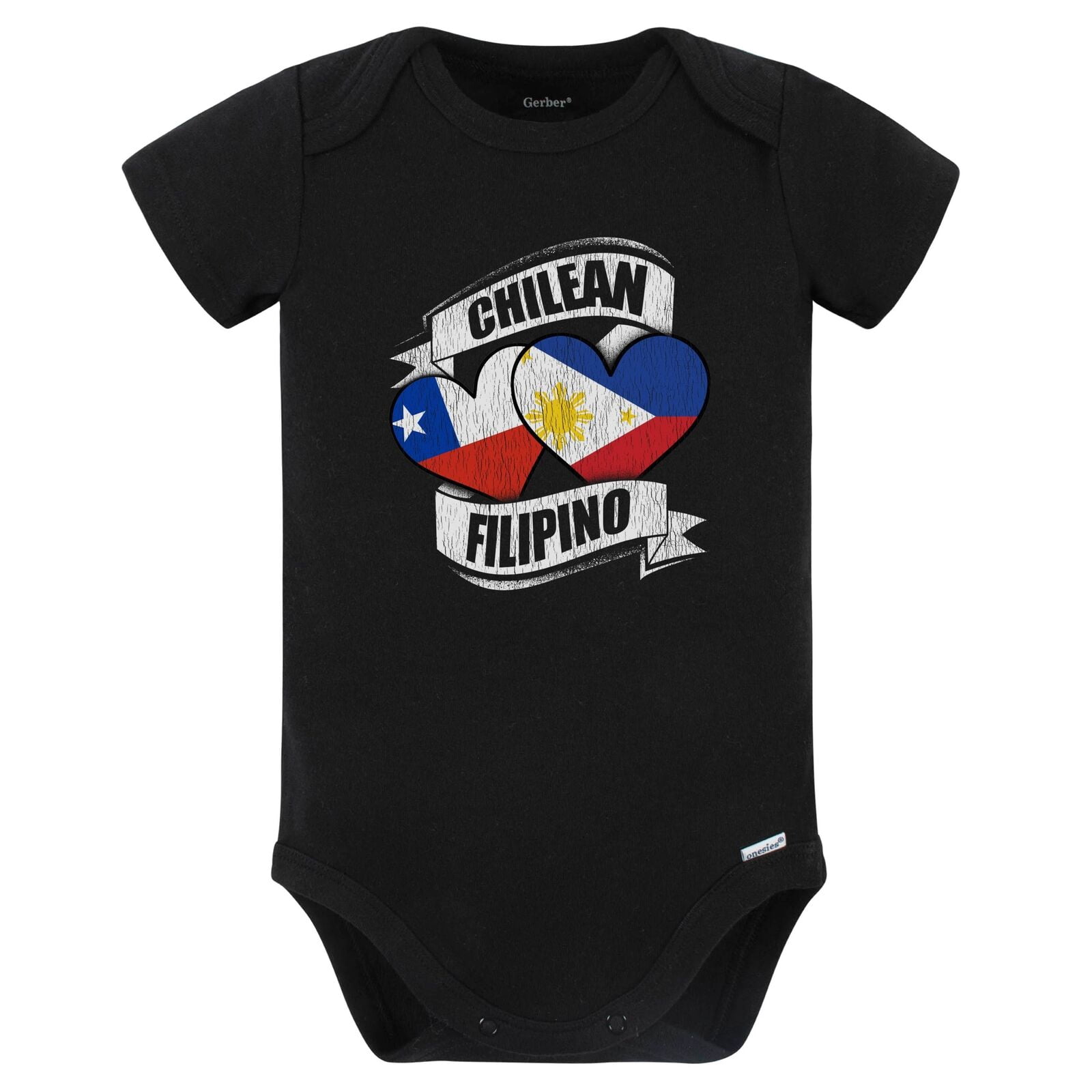 Luvly Chilean Filipino Hearts Chile Philippines Flags Baby Bodysuit ...
