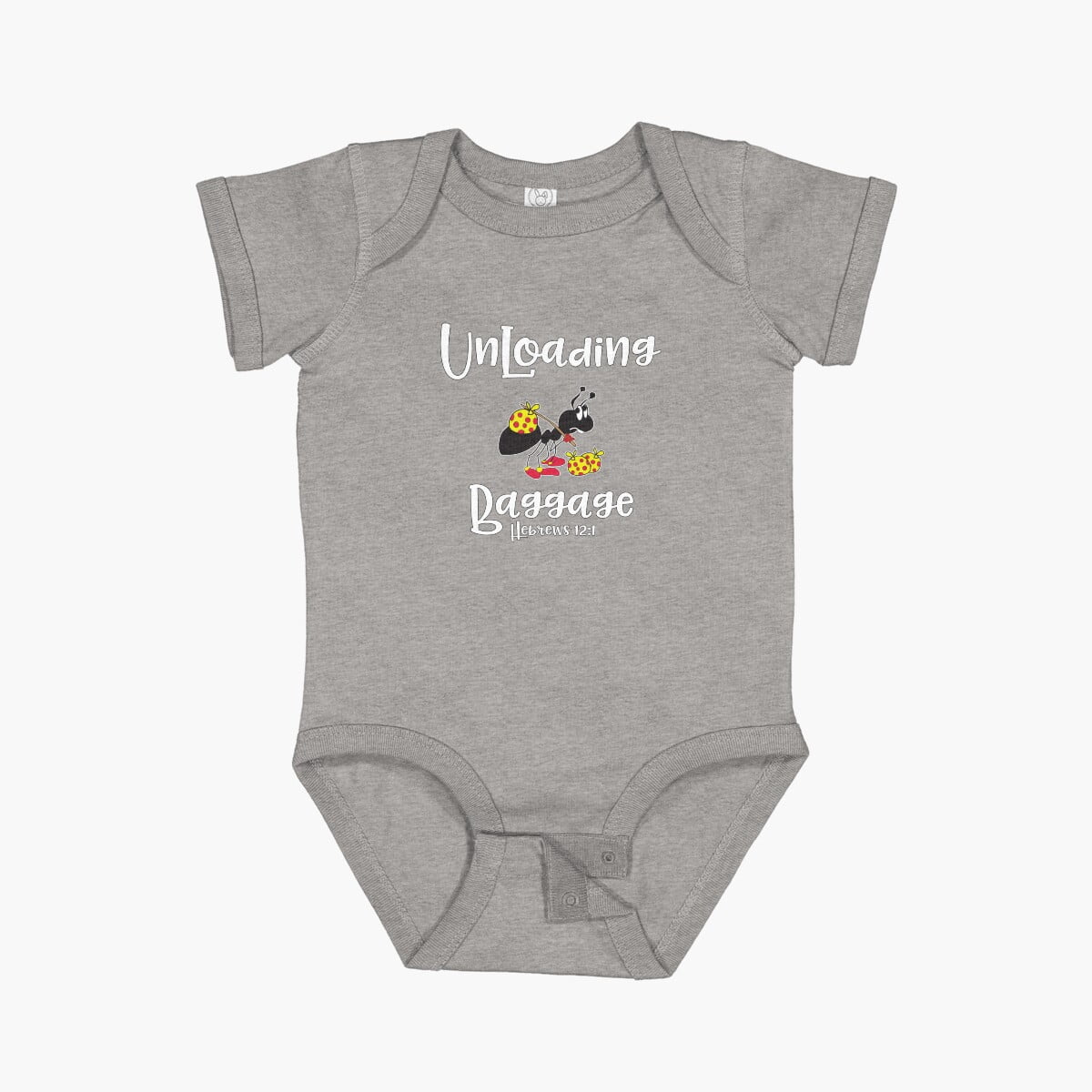 Luvly Christian Design - Unloading Baggage - Hebrews 12 Verse 1 Short Sleeve Baby One-Piece, New ...