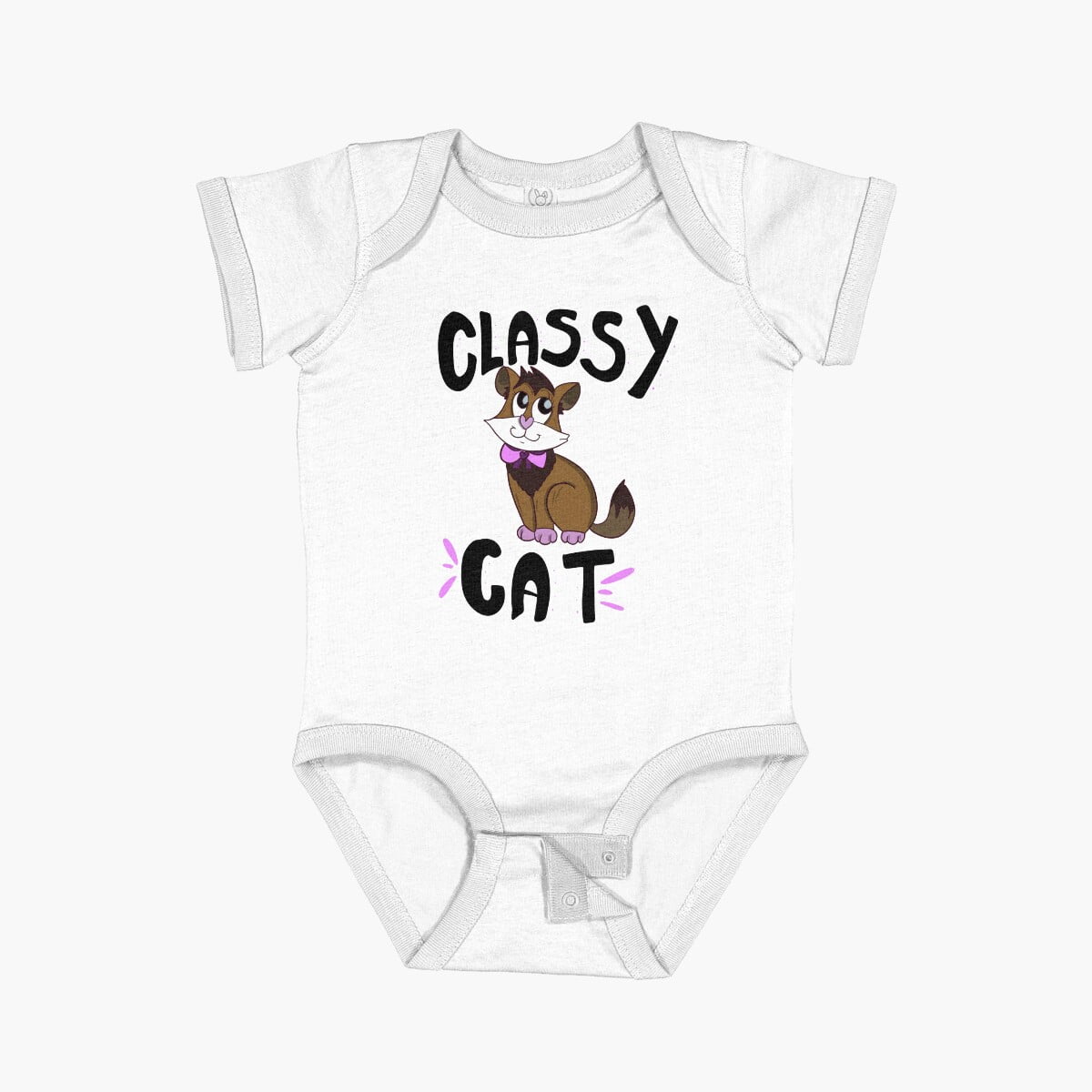 Luvly Classy Cat Cute Cartoon Cat T-Shirt Short Sleeve Baby One-Piece ...