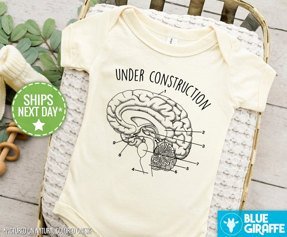 Luvly Under Construction Brain Diagram - Science Themed Baby Clothes ...