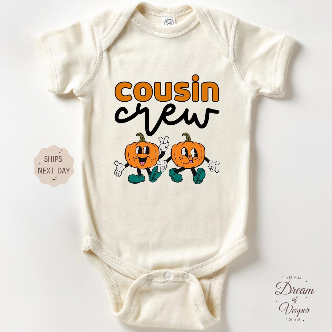 Luvly Cousin Crew - Boho Retro Bodysuit - Cute Cousin Natural - Newborn Bodysuit, Retro Baby ...