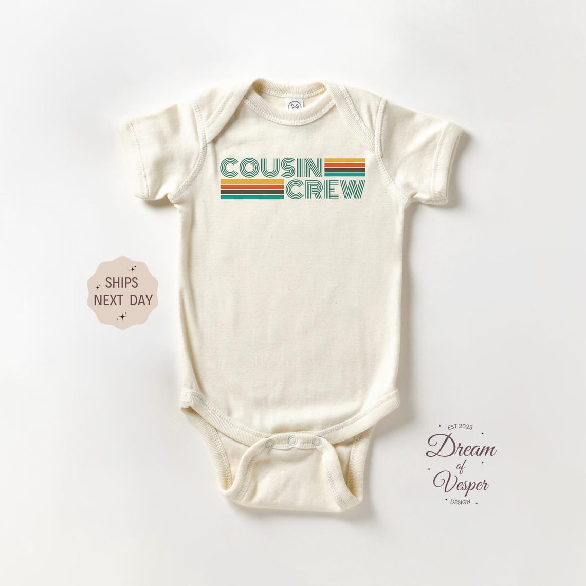 Luvly Cousin Crew, Cute Cousin Natural Bodysuit, Family Baby, Baby Shower Gift, Retro Cousin ...