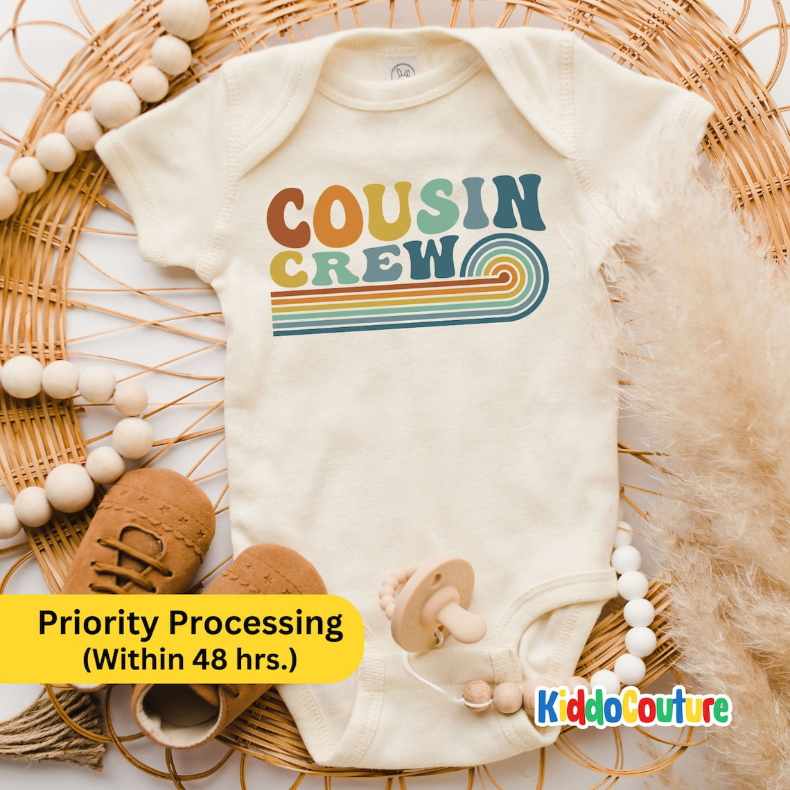Luvly Cousin Crew, Retro Cousin Natural, Gift For Cousin Baby Bodysuit, Cousin Crew Baby ...