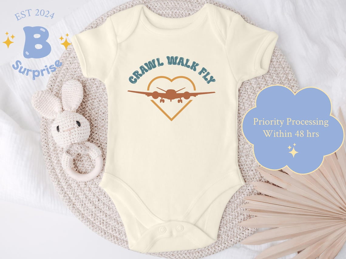 Luvly Crawl Walk Fly Baby - Airplane Bodysuit - Retro Aviation Baby ...