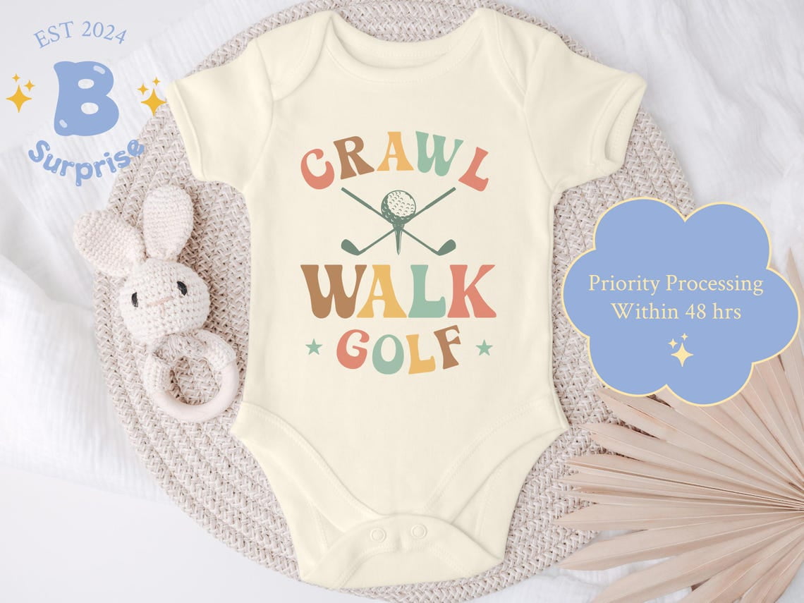 Luvly Crawl Walk Golf Baby - Retro Baby Bodysuit - Funny Golf Themed ...