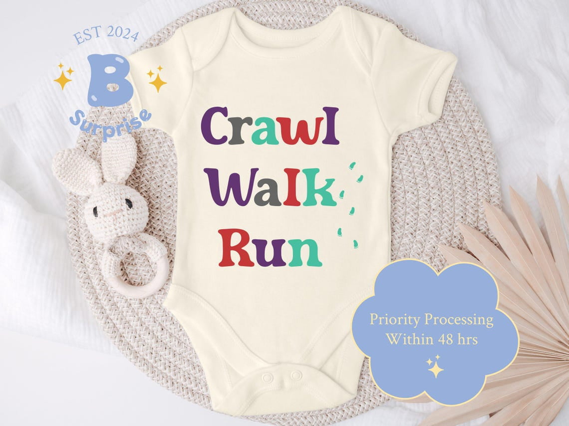 Luvly Crawl Walk Run | Milestone Baby Bodysuit | Colorful Infant Outfit ...