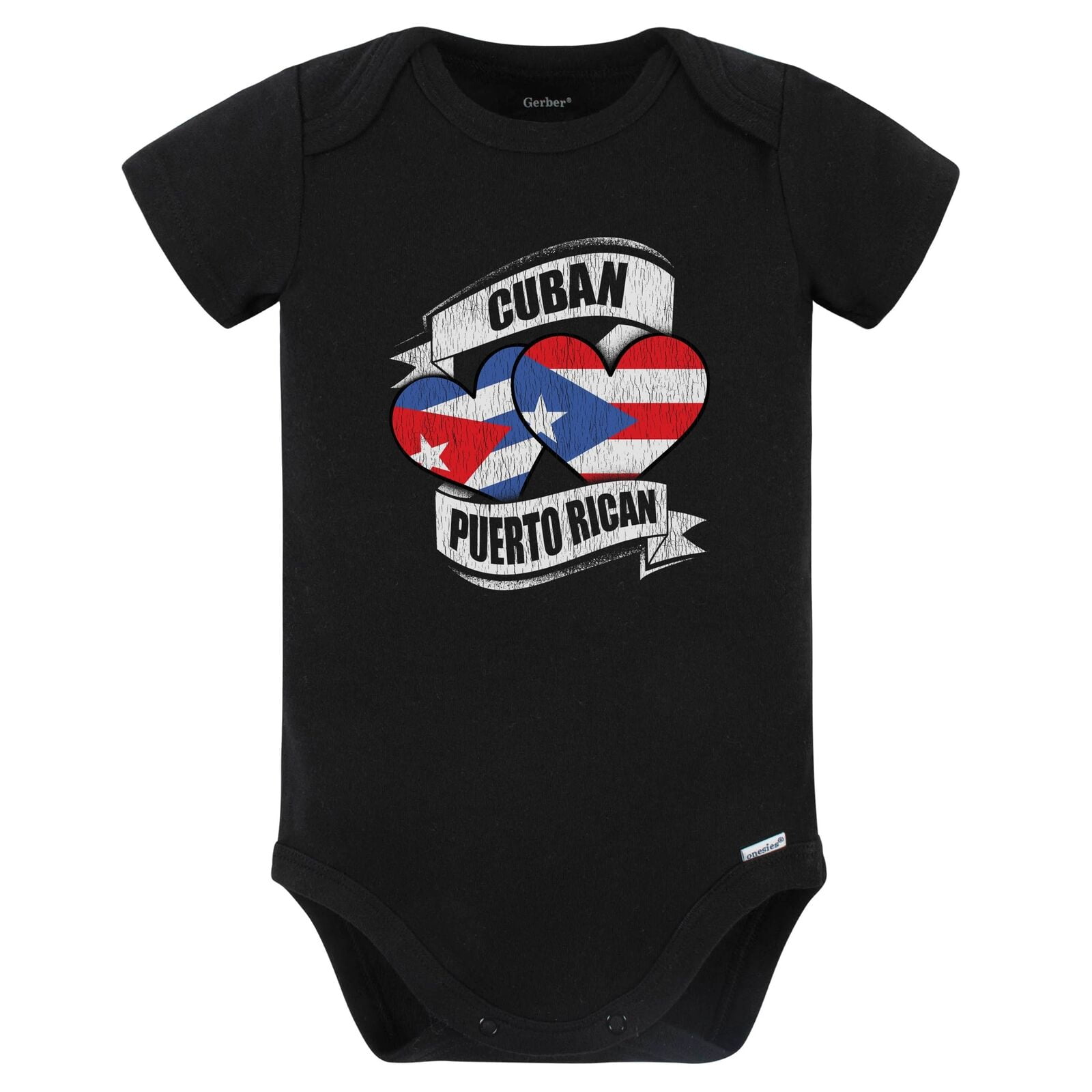 Luvly Cuban Puerto Rican Hearts Cuba Puerto Rico Flags Baby Bodysuit ...