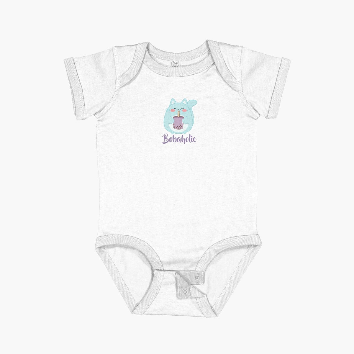 Luvly Cute Bobaholic Lunar Cat Boba Milk Tea Illustration Short Sleeve ...