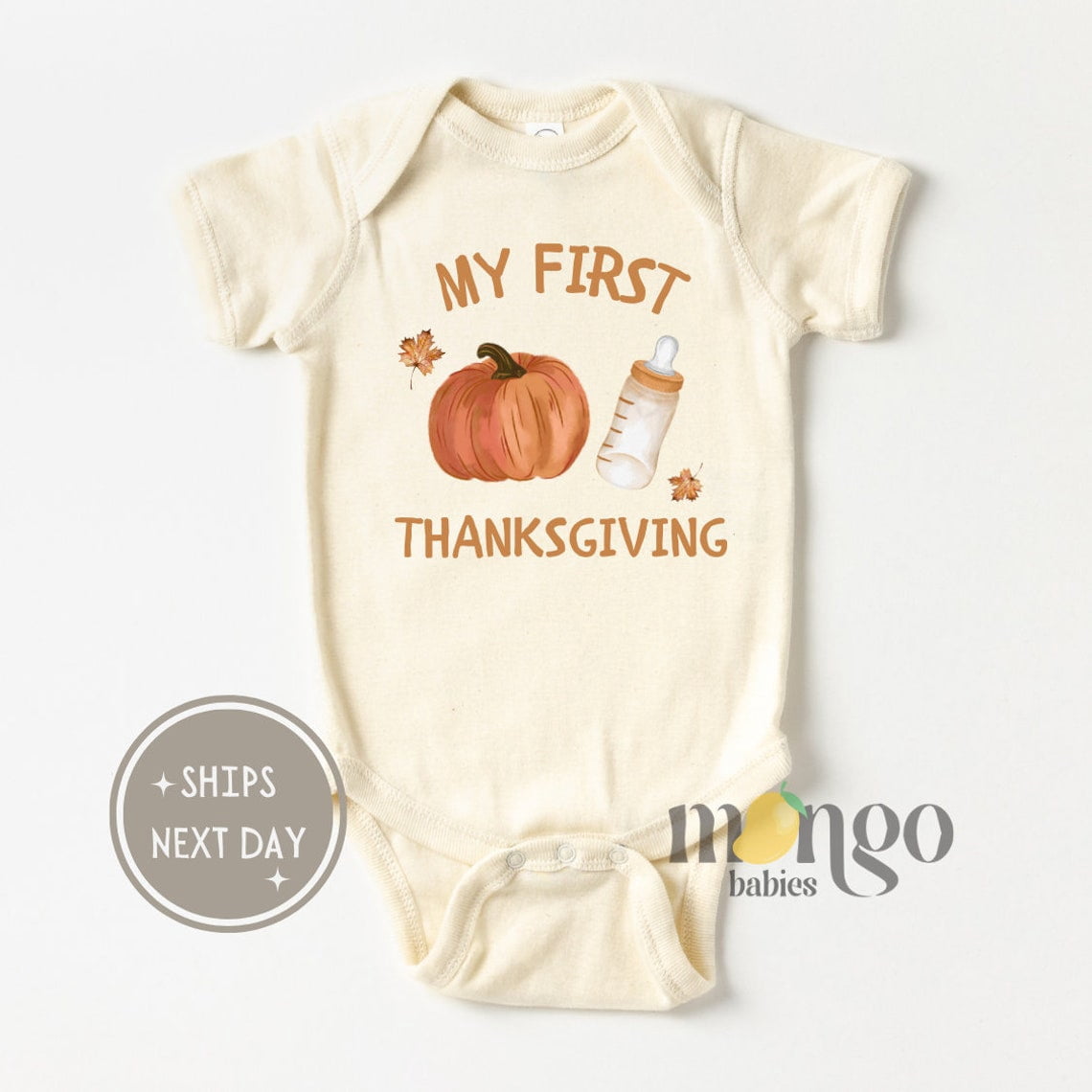 Luvly Cute Fall Baby Onesies® Brand My First Thanksgiving Baby Natural ...