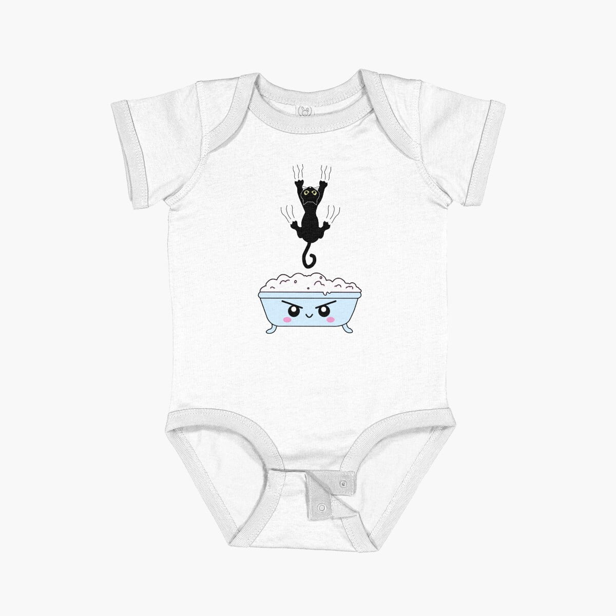 Luvly Cute Funny Kawaii Cat - Chibi Bathtub Black Cat Lover Gift Short ...