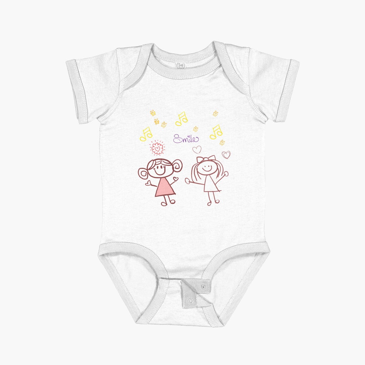 Luvly Cute Girl Drawing Print Pattern Transparent Short Sleeve Baby One ...