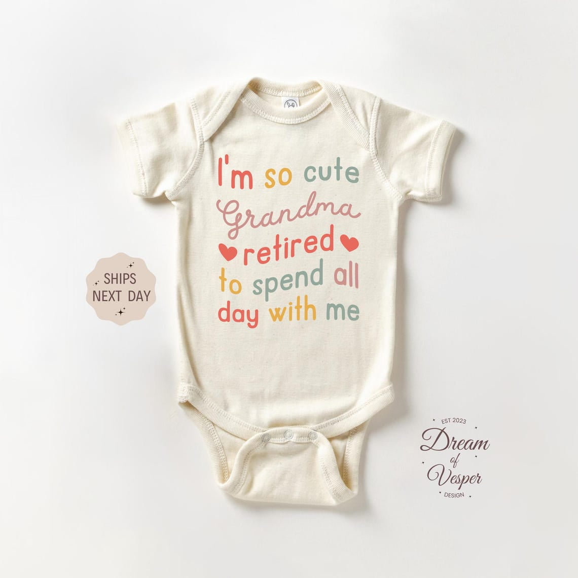 Luvly I'M So Cute Grandma, Grandma Gift Baby Bodysuit, Retro Baby ...