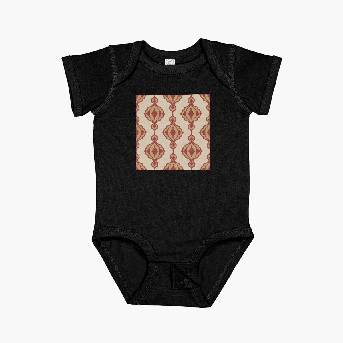 Luvly Dacha Arabesque Pattern - Dove, Fawn, Ruby Short Sleeve Baby One ...