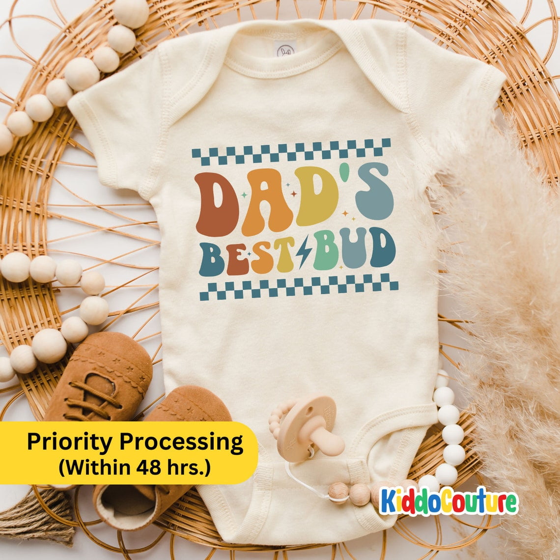 Luvly Dad'S Best Bud Baby, Retro Daddy'S Bestie Bodysuit, Daddy'S Best ...