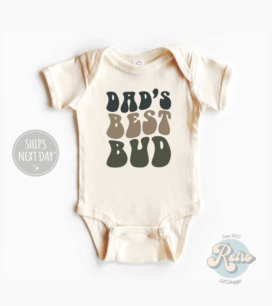 Luvly Dad'S Best Bud Father'S Day Natural Baby Bodysuit Boys Retro Baby ...