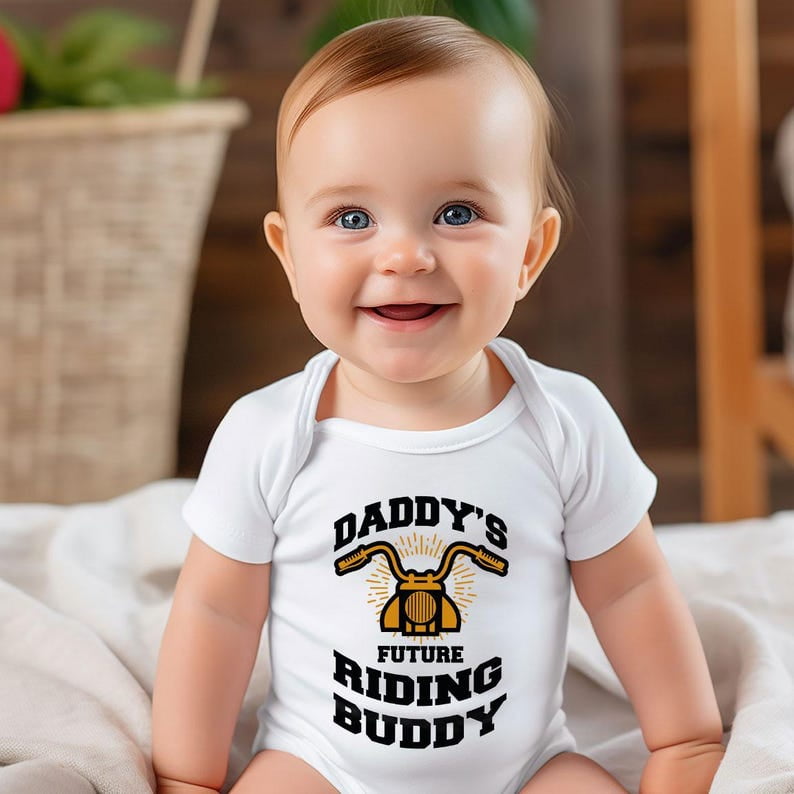 Luvly Daddy'S Future Riding Buddy, Baby Motorcycle Bodysuit, Baby Shower Gift, Baby Pregnancy ...