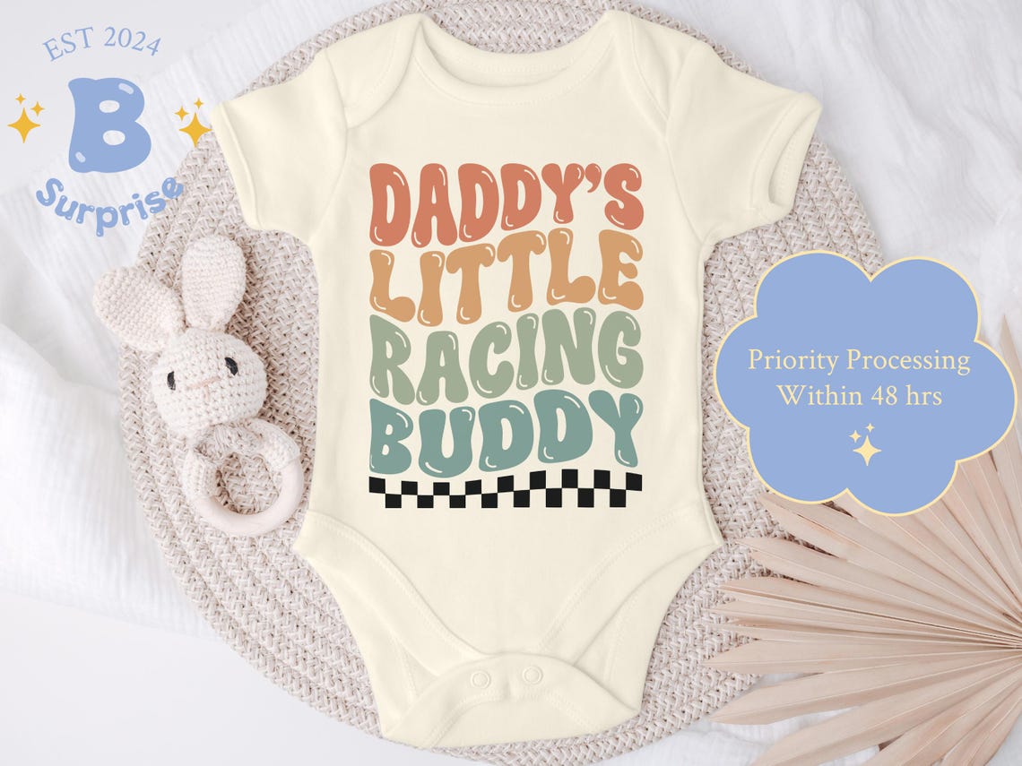 Luvly Daddy'S Little Racing Buddy - Retro Boho Checkered Flag Baby ...