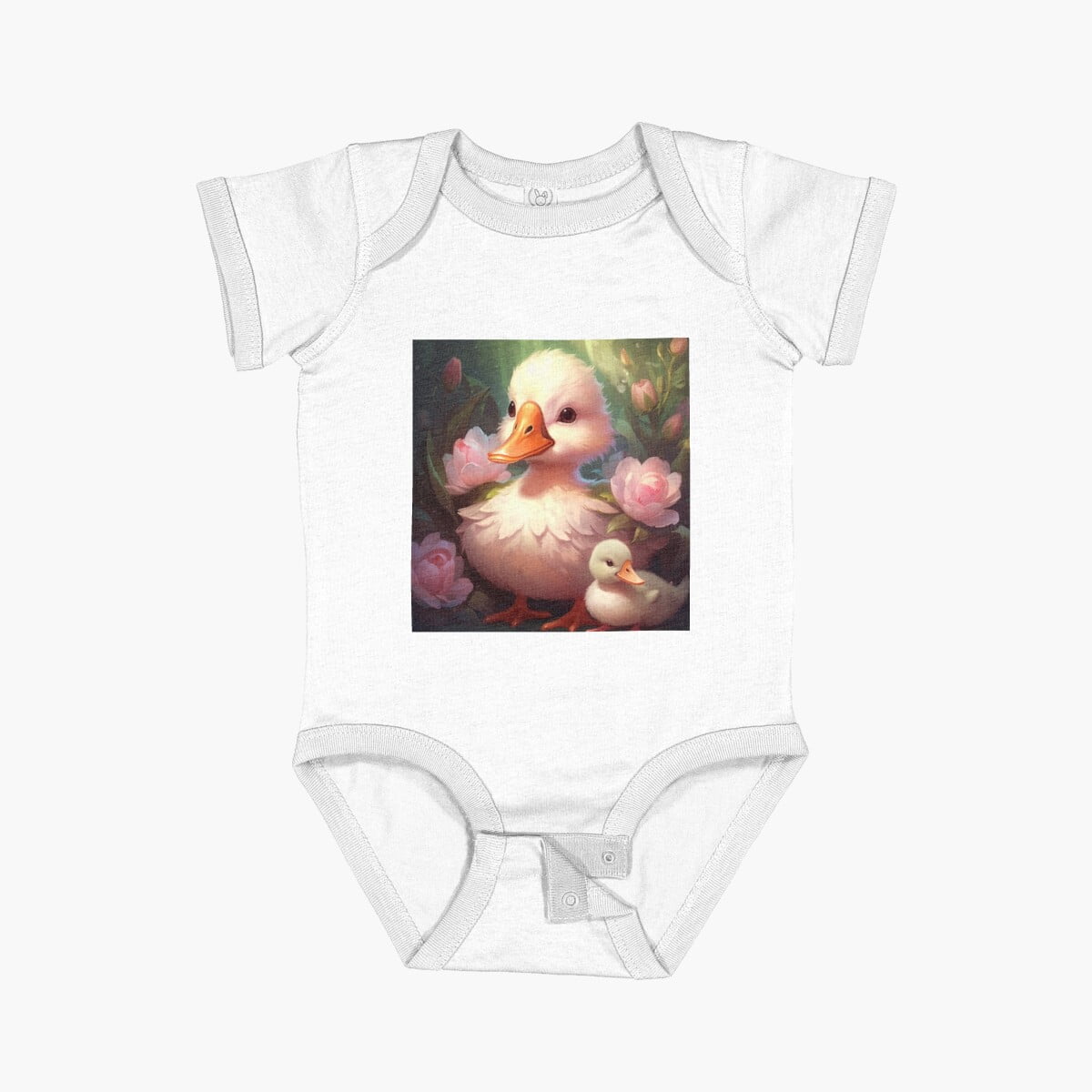 Luvly Design Of Duck And His Cub Short Sleeve Baby One-Piece, New Born ...