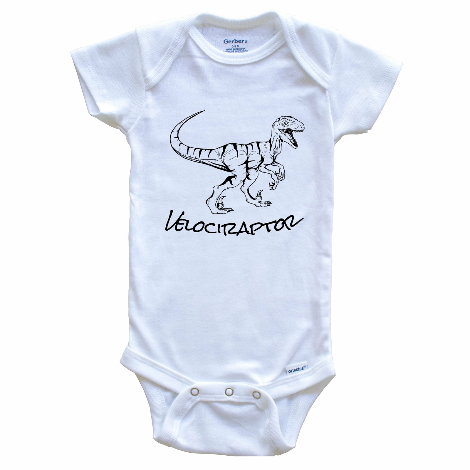 Luvly Dinosaur Bodysuit - Velociraptor Sketch Cool Raptor Dinosaur Baby ...